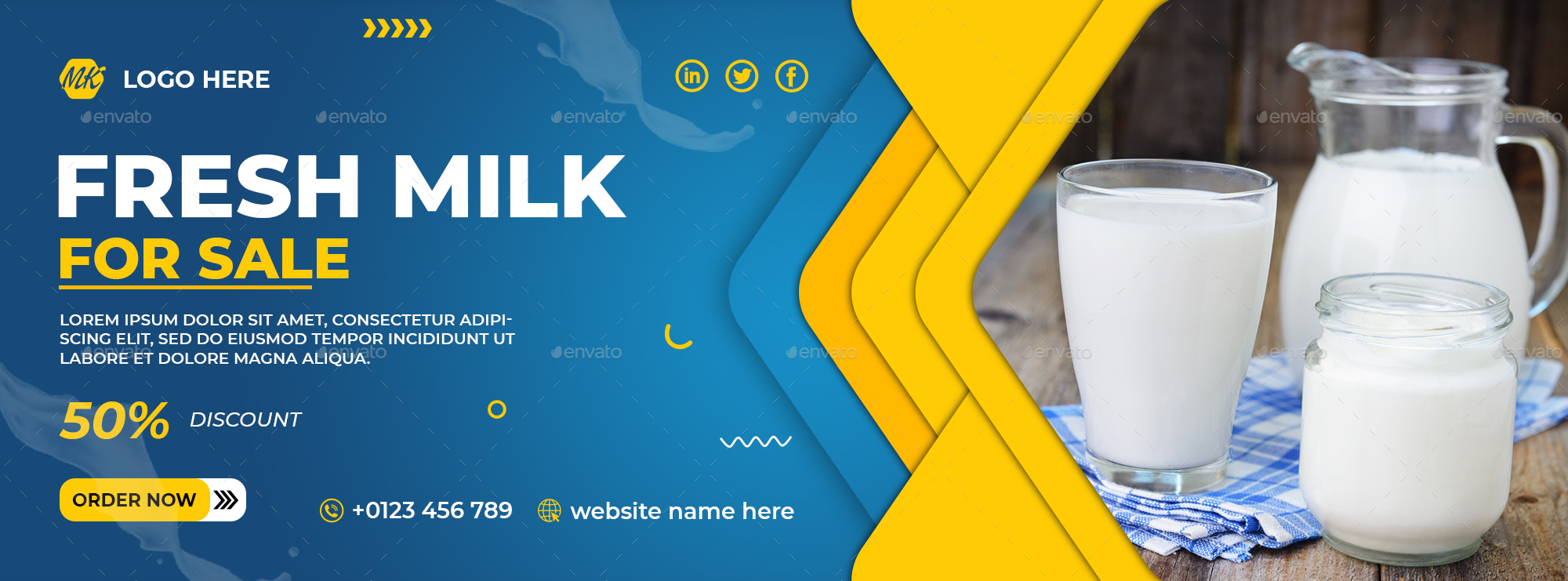 Milk Facebook Cover Template, Web Elements | GraphicRiver