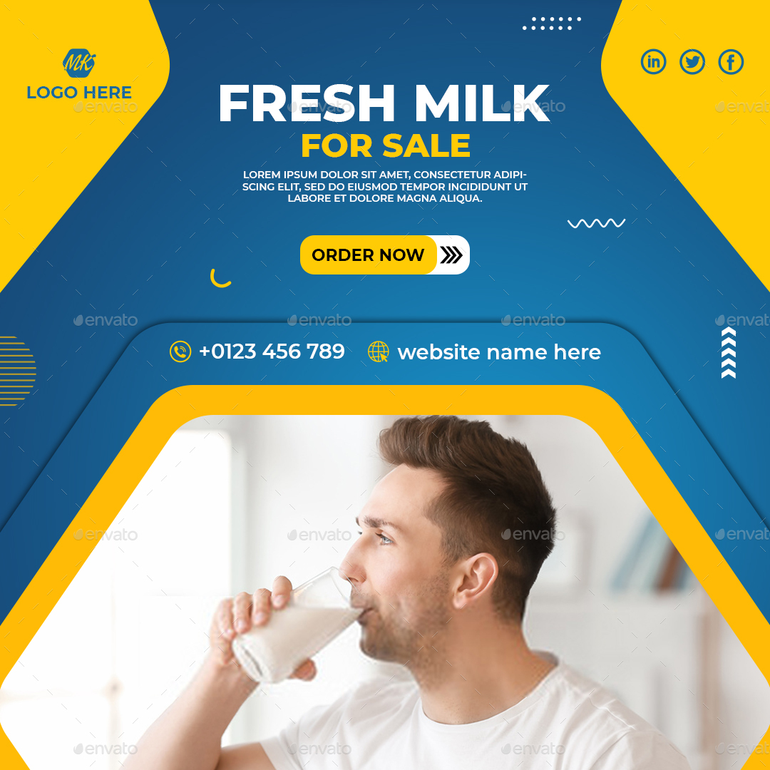 Milk Instagram Banners or Social Media Posts, Web Elements | GraphicRiver