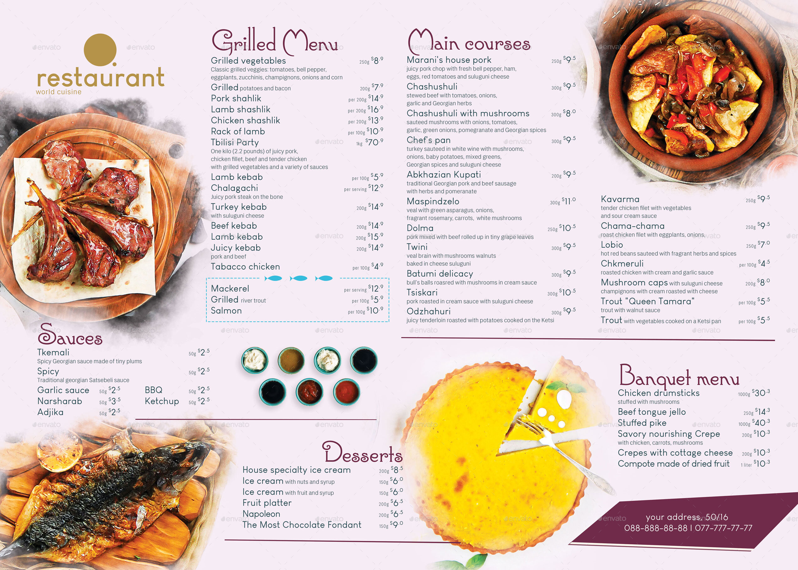 Menu Restaurant and Cafe A3. Template, Print Templates | GraphicRiver