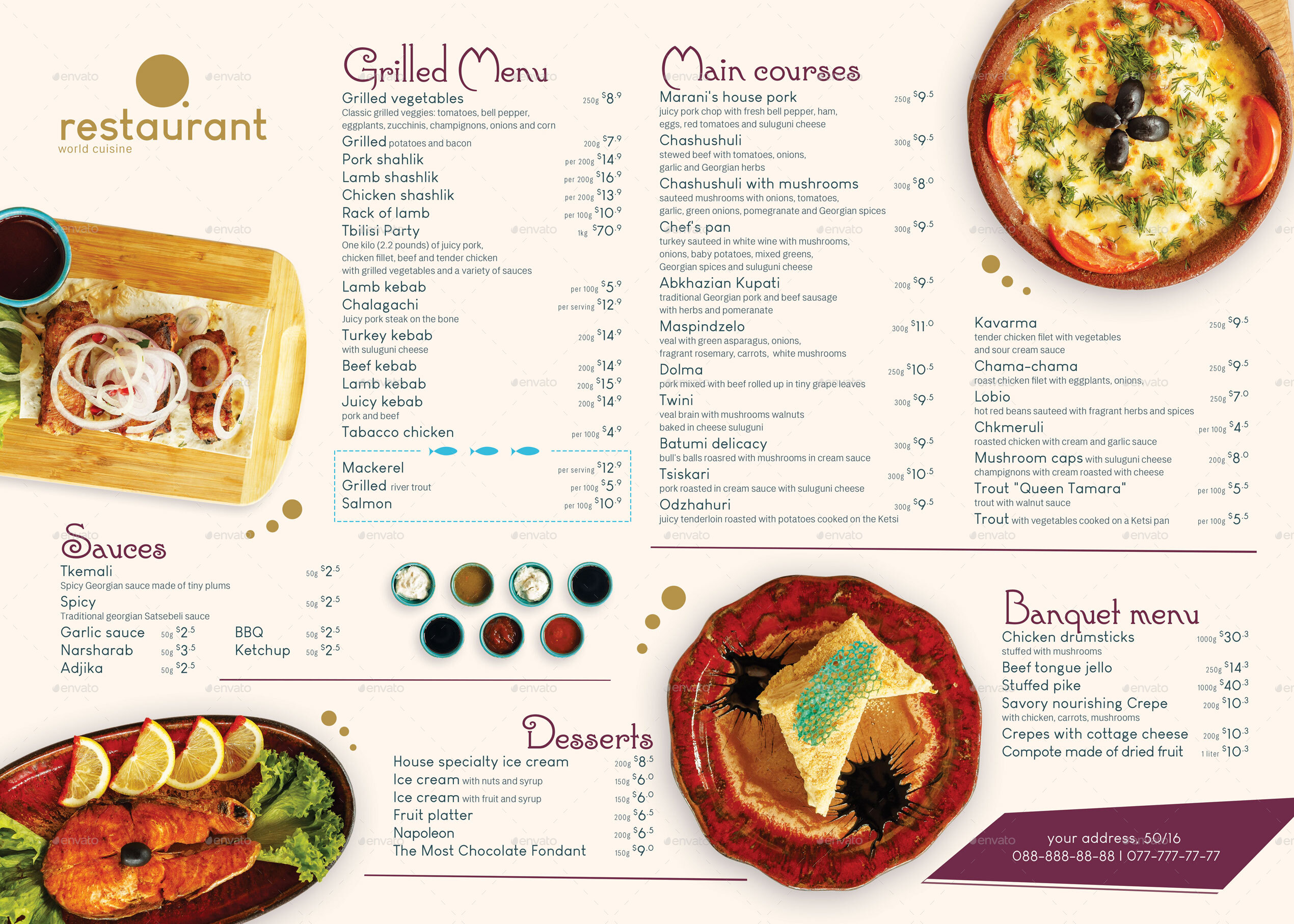Menu Restaurant and Cafe A3. Template, Print Templates | GraphicRiver