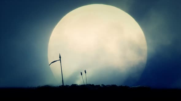 Spear And Arrows On A Full Moon Background, Motion Graphics | VideoHive