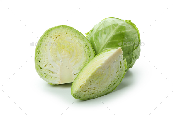 Fresh green cabbage isolated on white background Stock Photo by ...