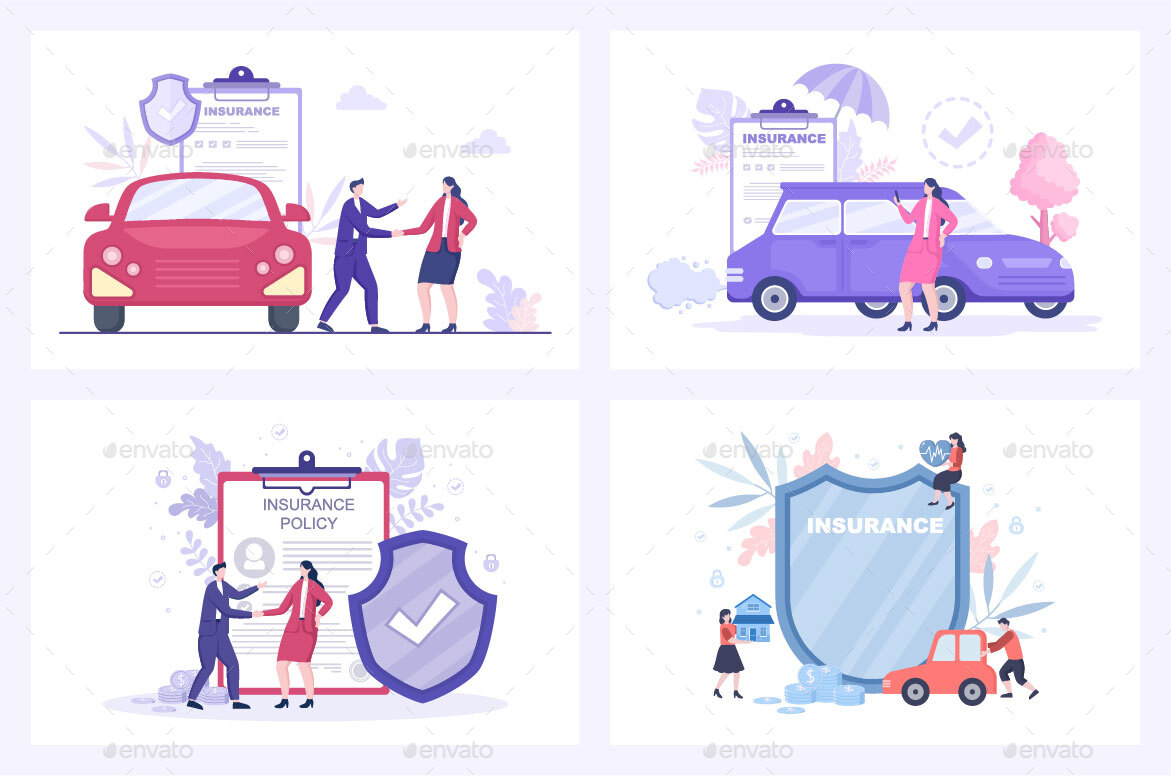 10 Car Insurance Flat Design Illustration, Vectors | GraphicRiver