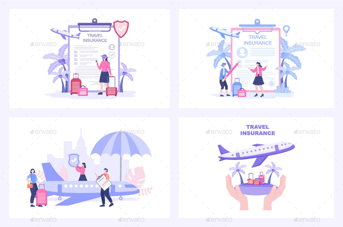 8 Travel Insurance Flat Design Illustration, Vectors | GraphicRiver