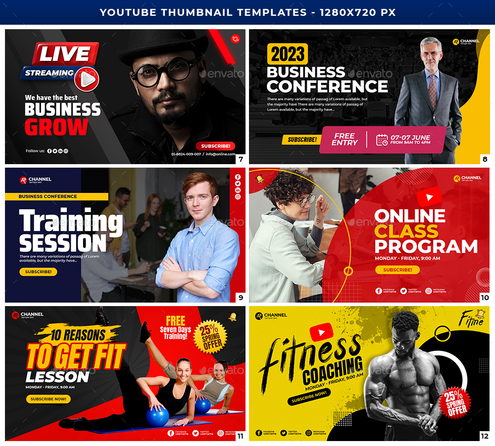 50-Youtube Thumbnail Templates, Web Elements | GraphicRiver