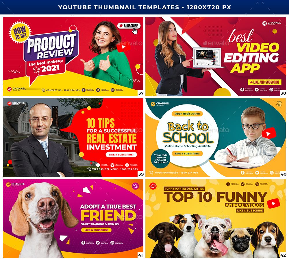50-Youtube Thumbnail Templates, Web Elements | GraphicRiver
