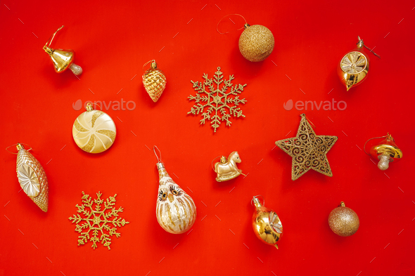 Collection of Christmas objects viewed from above Stock Photo by ...