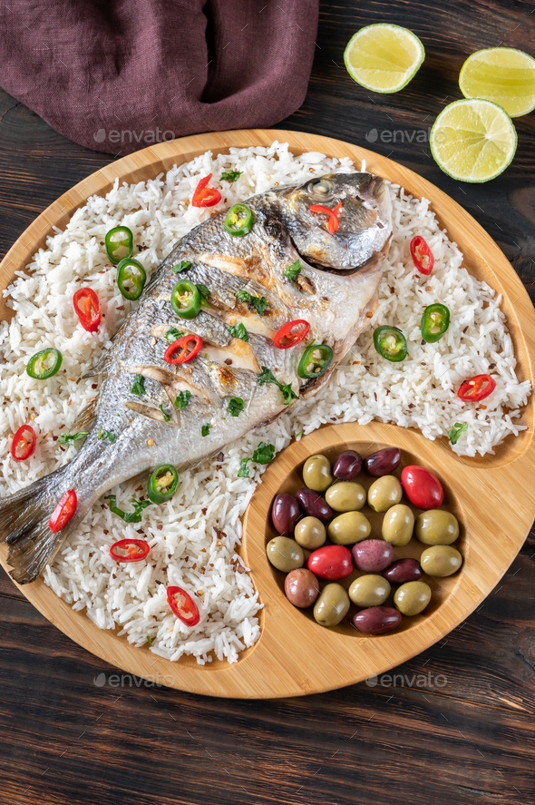 Grilled fish with rice Stock Photo by Alex9500 | PhotoDune