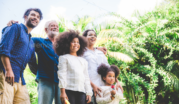 Big family with many generation meeting at home. Grandmother ...