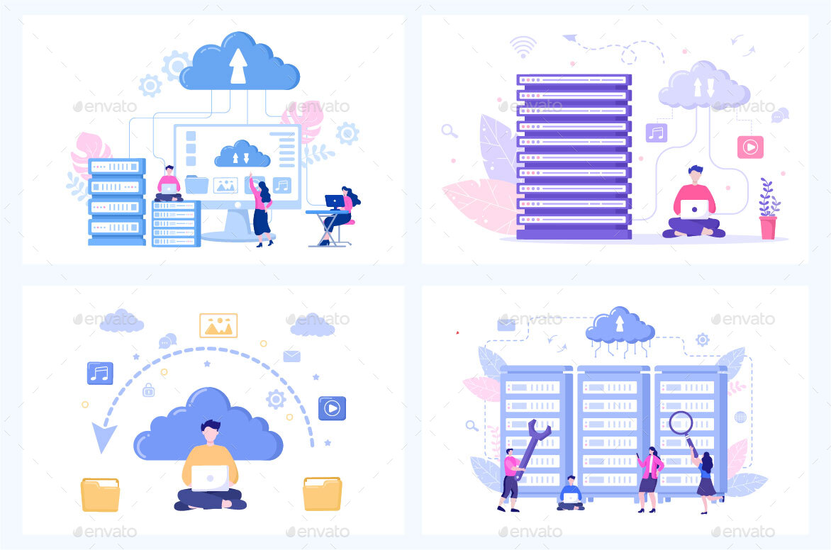 20 Cloud Storage Hosting Service Illustration, Vectors | GraphicRiver