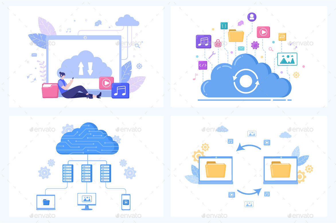 20 Cloud Storage Hosting Service Illustration, Vectors | GraphicRiver