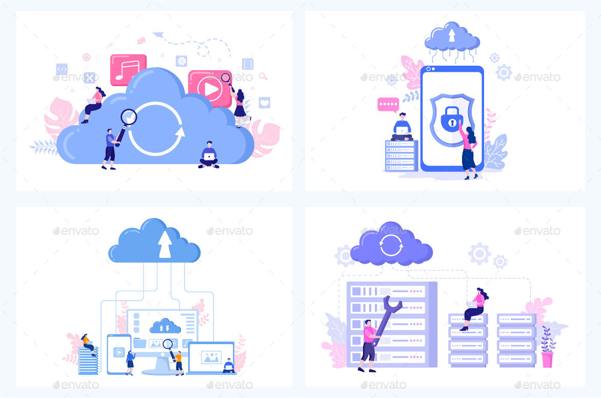 20 Cloud Storage Hosting Service Illustration, Vectors | GraphicRiver