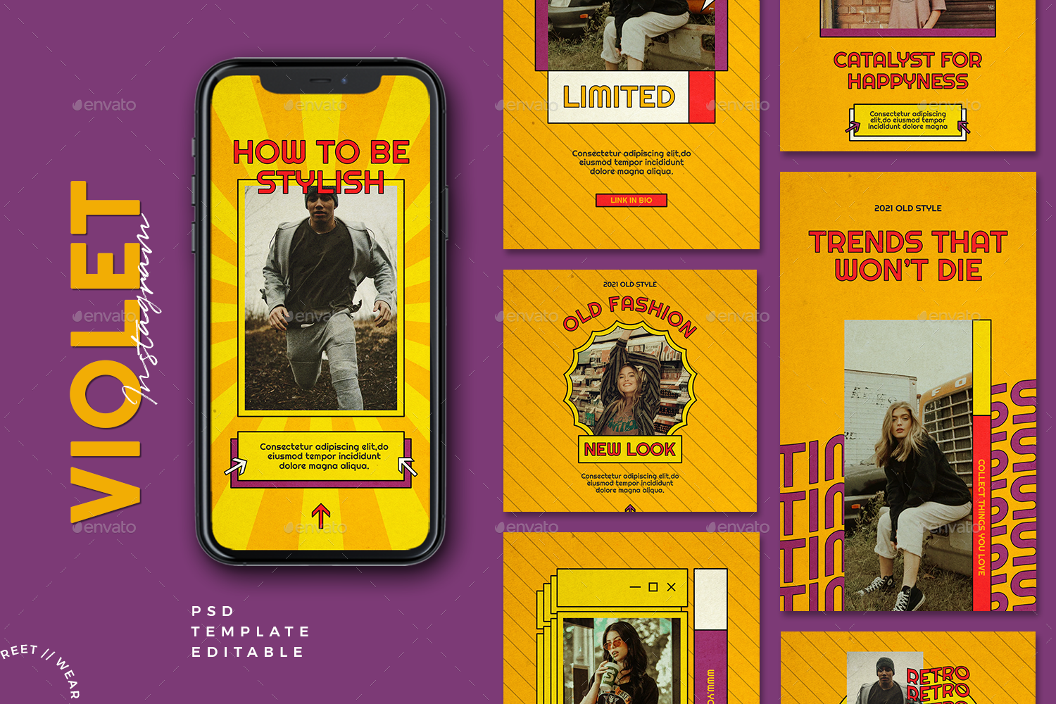 Violet Instagram Template, Web Elements | GraphicRiver