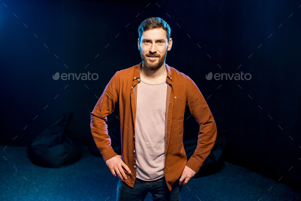 Men's portrait in the dark room Stock Photo by RossHelen | PhotoDune