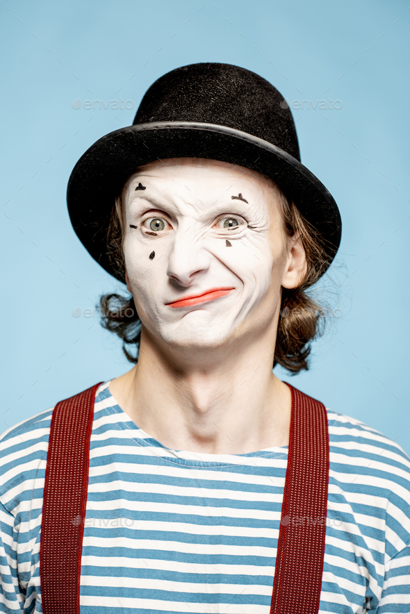 Pantomime on the blue background Stock Photo by RossHelen | PhotoDune