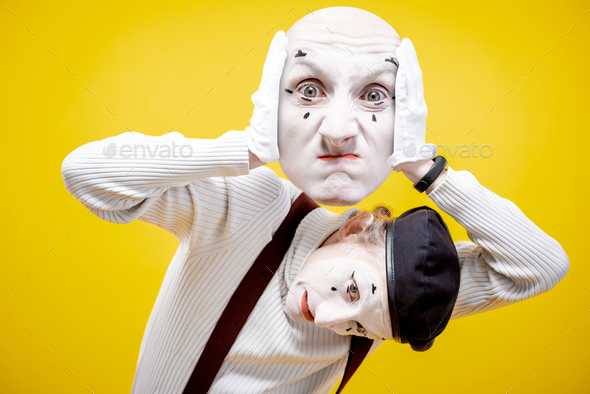 Pantomime with facial mask Stock Photo by RossHelen | PhotoDune