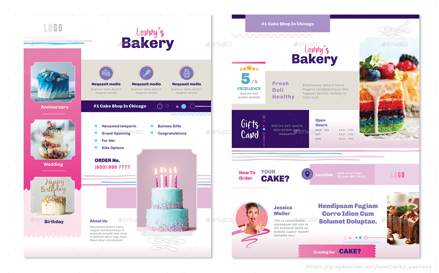 Cake Shop Flyers – 4 Options, Print Templates | GraphicRiver