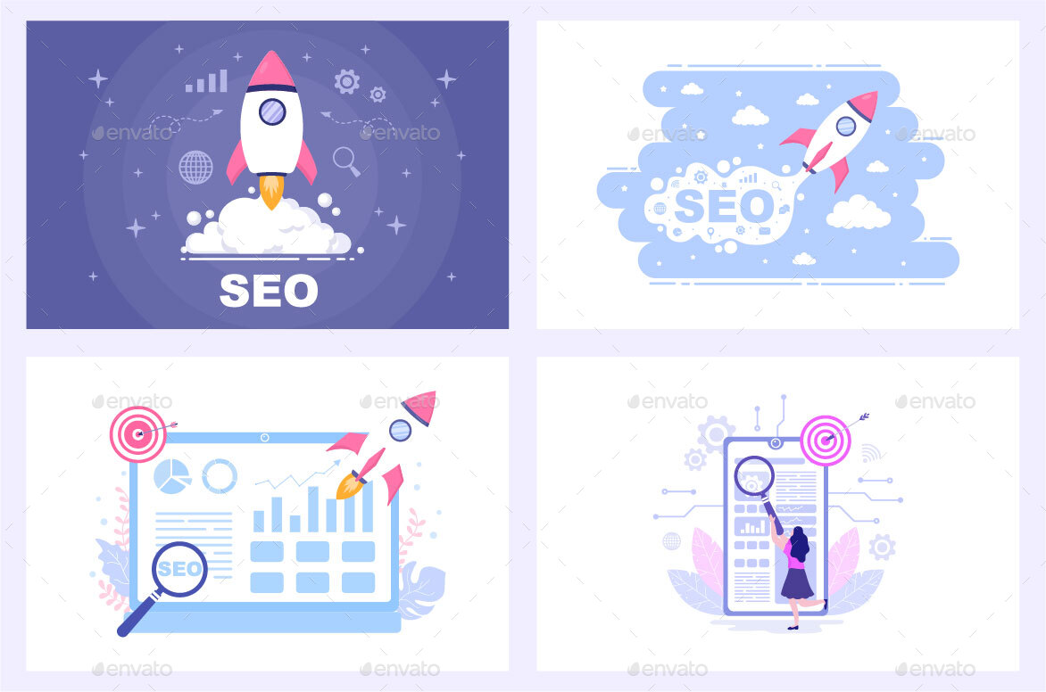 18 SEO Engine Optimization Vector Illustration, Vectors | GraphicRiver