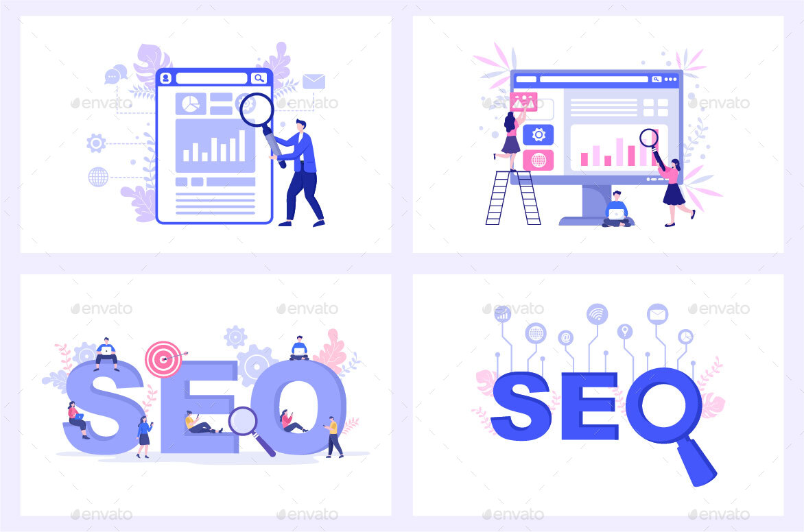 18 SEO Engine Optimization Vector Illustration, Vectors | GraphicRiver