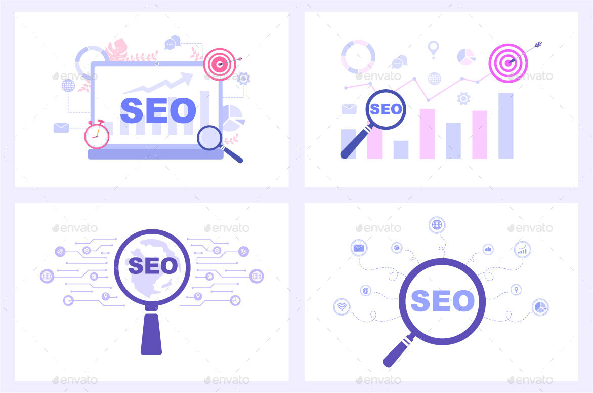 18 SEO Engine Optimization Vector Illustration, Vectors | GraphicRiver
