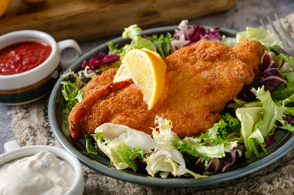 Delicious original schnitzel Stock Photo by PeteerS | PhotoDune