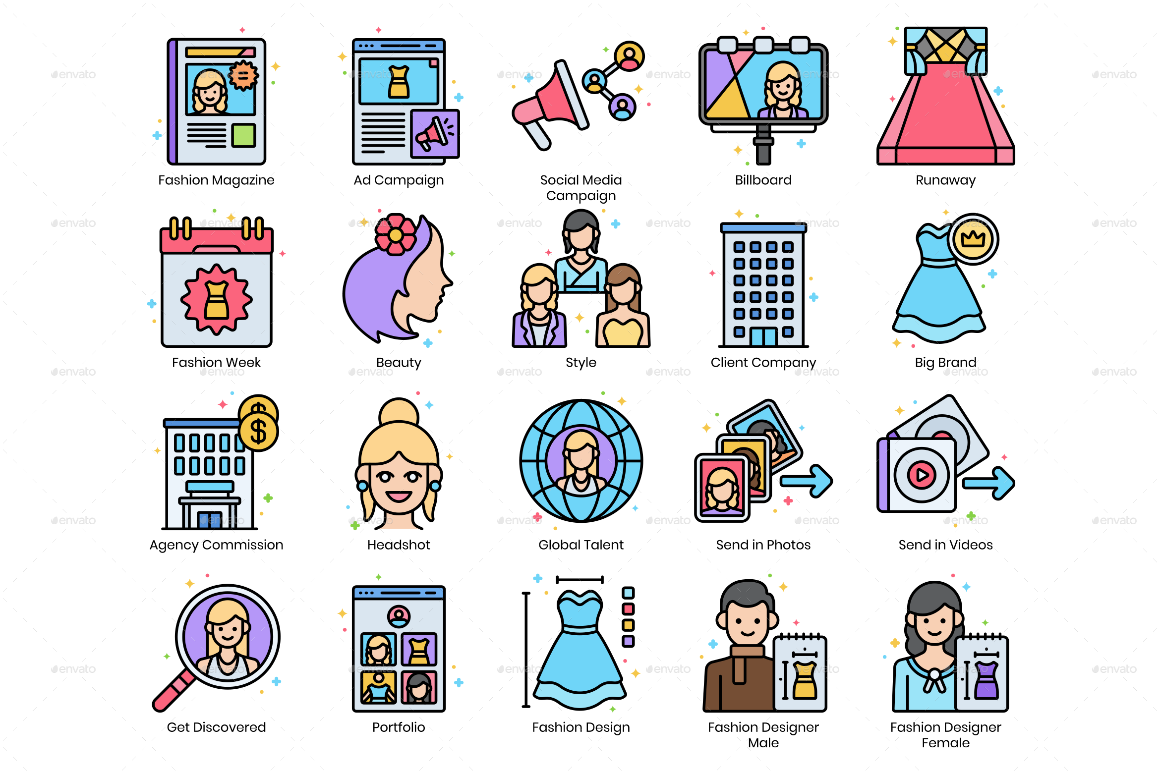 75 Modelling Agency Icons | Vivid Series, Icons | GraphicRiver