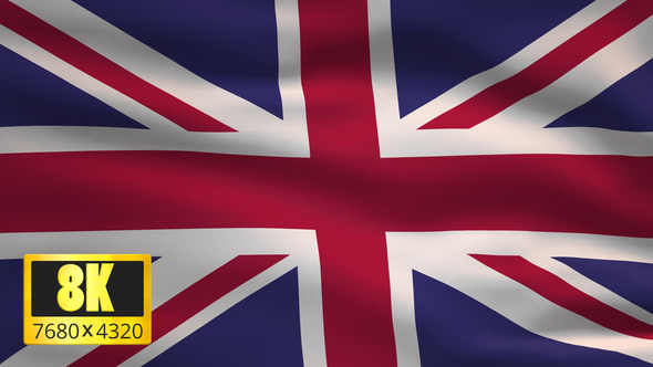 8K United Kingdom Windy Flag Background, Motion Graphics | VideoHive