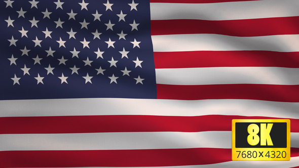 8K United States Windy Flag Background, Motion Graphics | VideoHive
