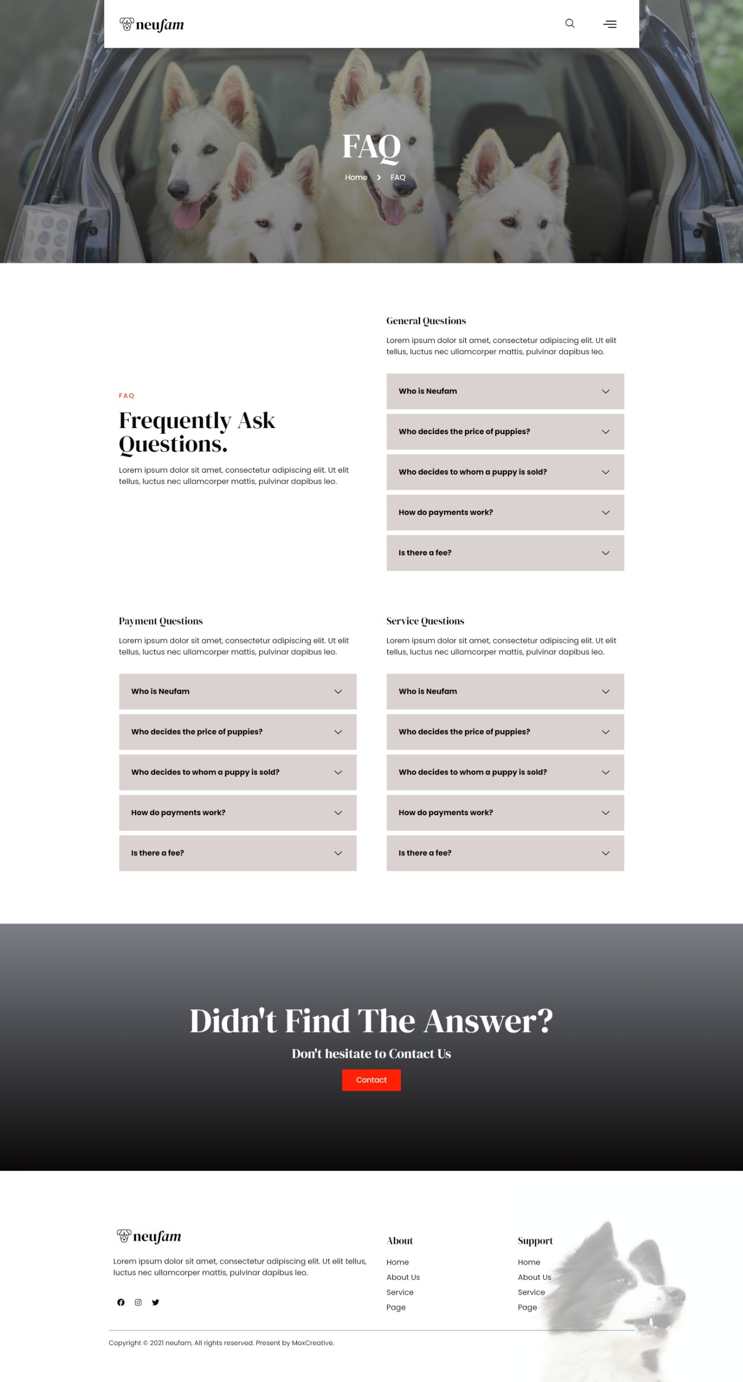 NeuFam - Dog Breeder & Kennel Club Elementor Template Kit by moxcreative