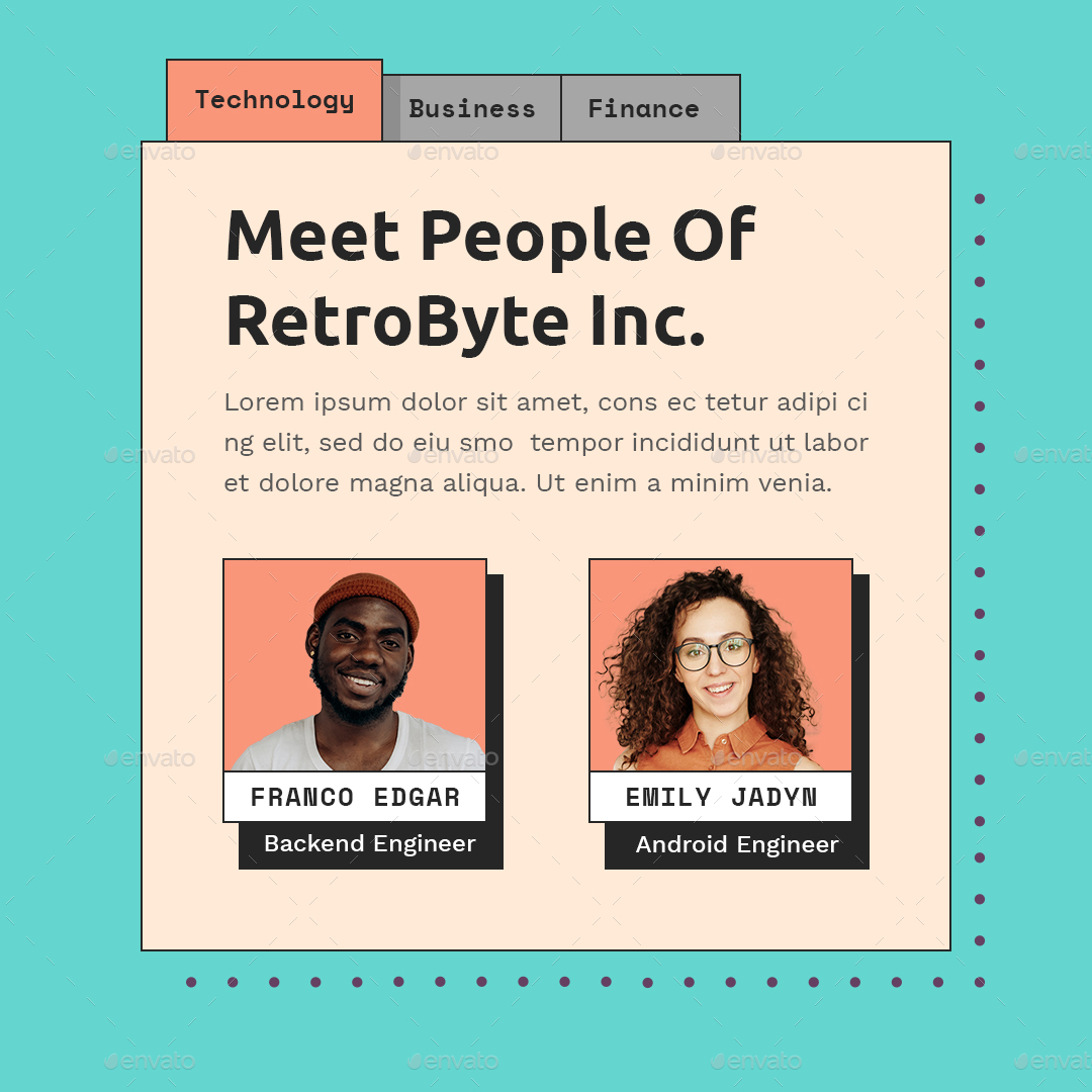 RetroByte: Technology Instagram Post Template, Web Elements | GraphicRiver