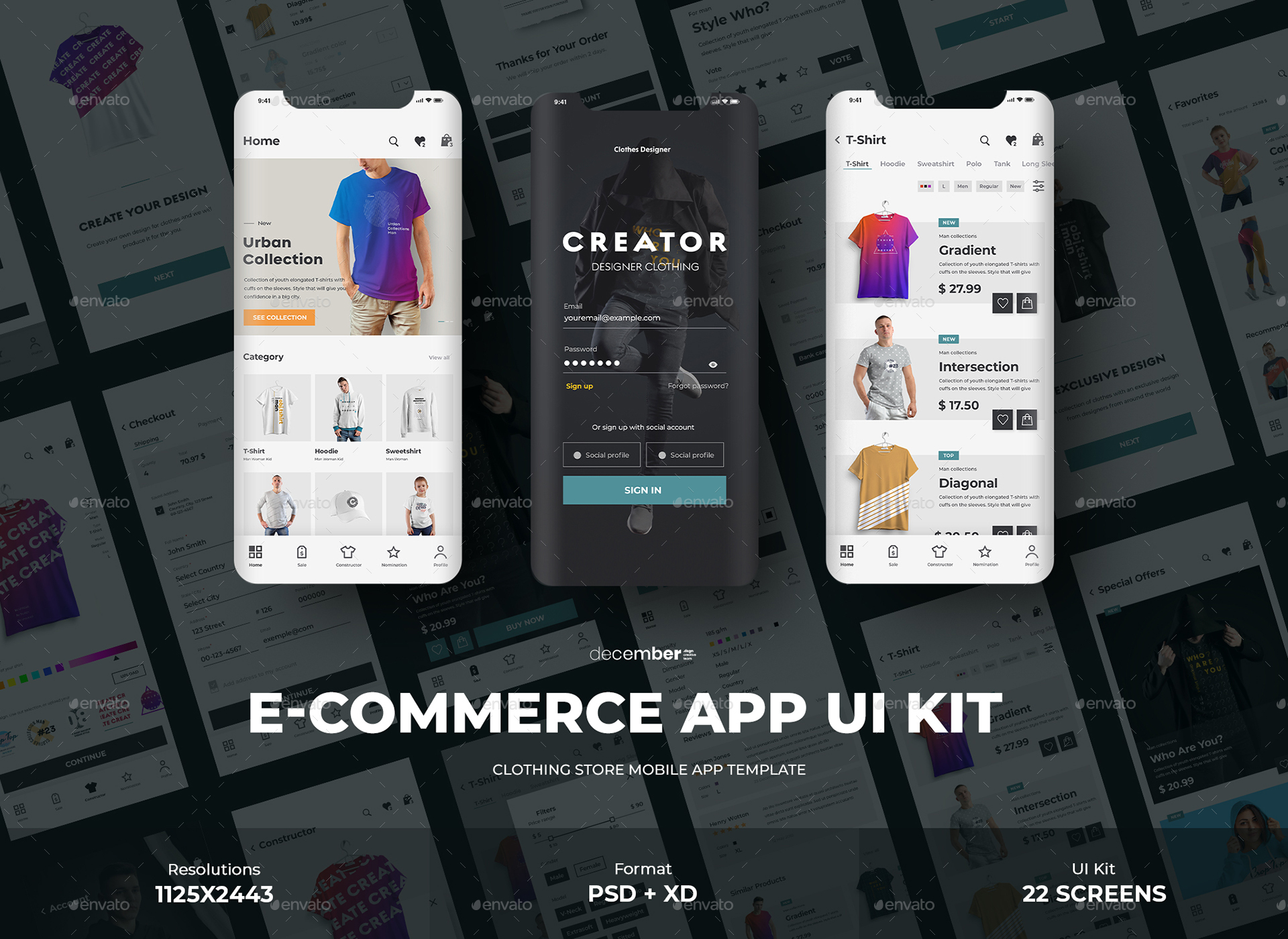 UI Kit Mobile App for an E-Commerce Clothing Store, Web Elements ...