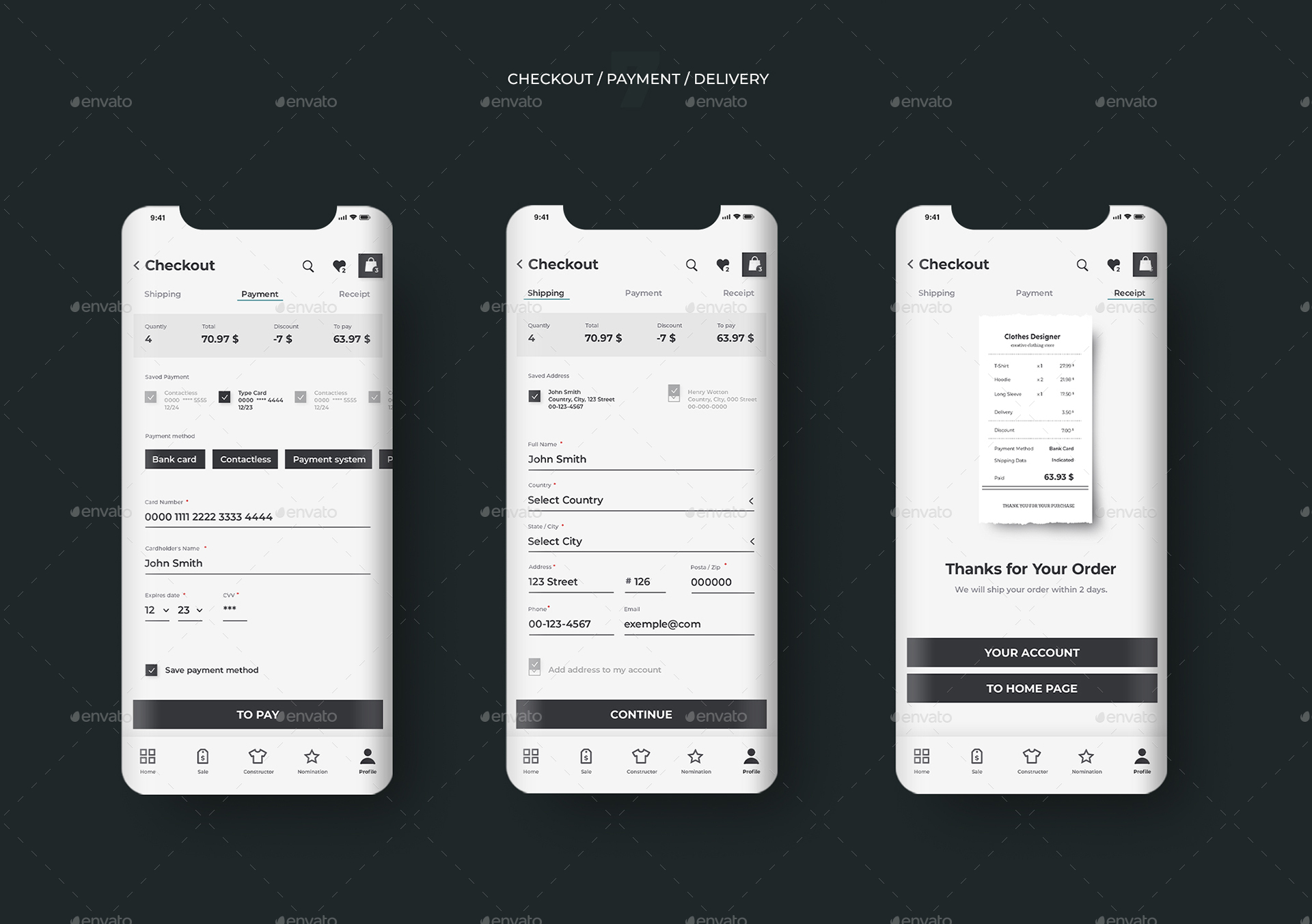 UI Kit Mobile App for an E-Commerce Clothing Store, Web Elements ...