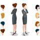 Flat style isometric head face types woman hairstyle vector ...
