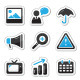 Internet website icons set styled as labels - mail, Vectors | GraphicRiver