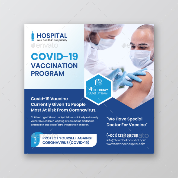 Covid-19 Vaccination Program Social Media Post Banner Template by Nayel9535