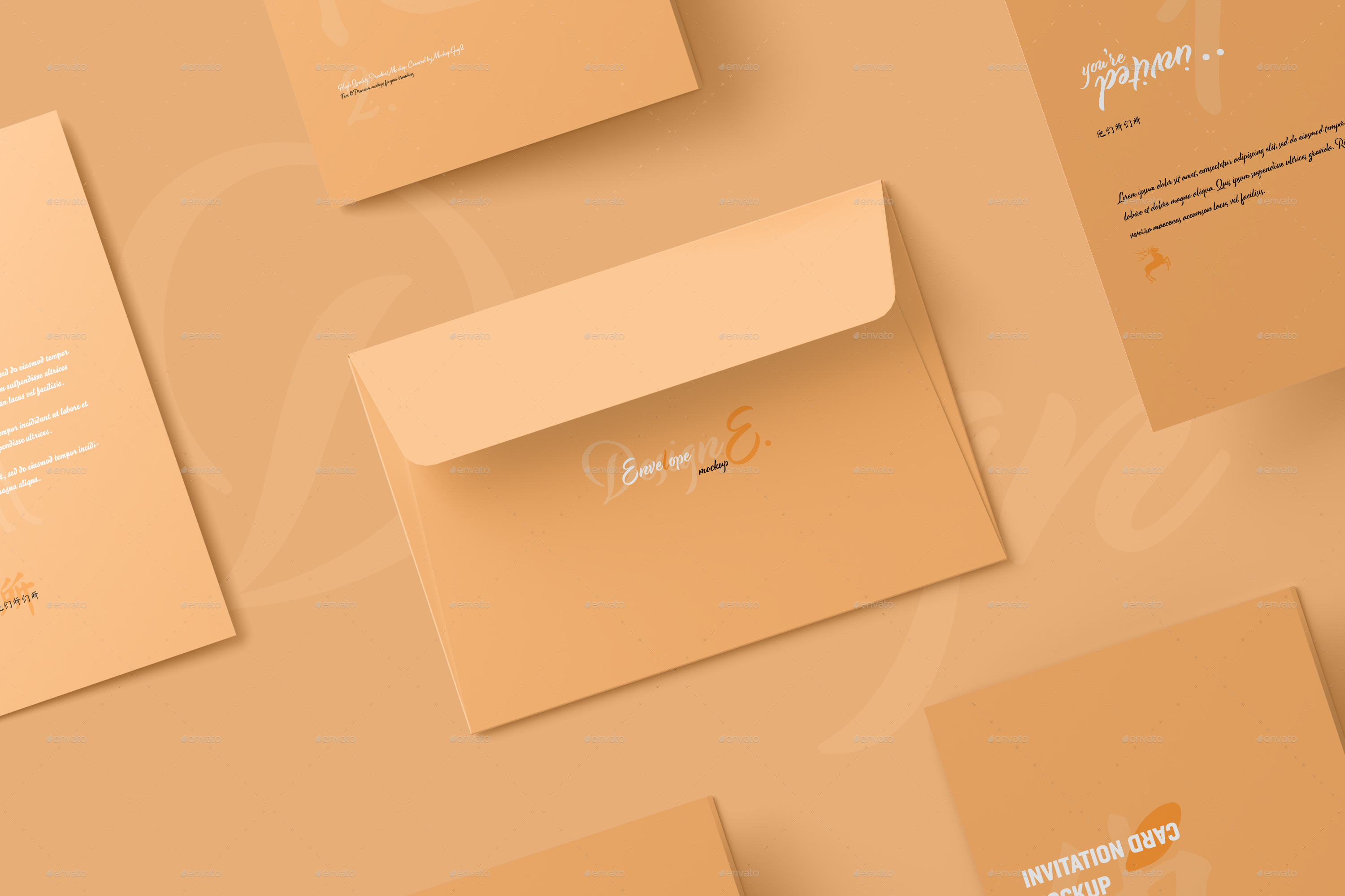 A5 / A6 Invitation Card Mockup With Envelope, Graphics | GraphicRiver