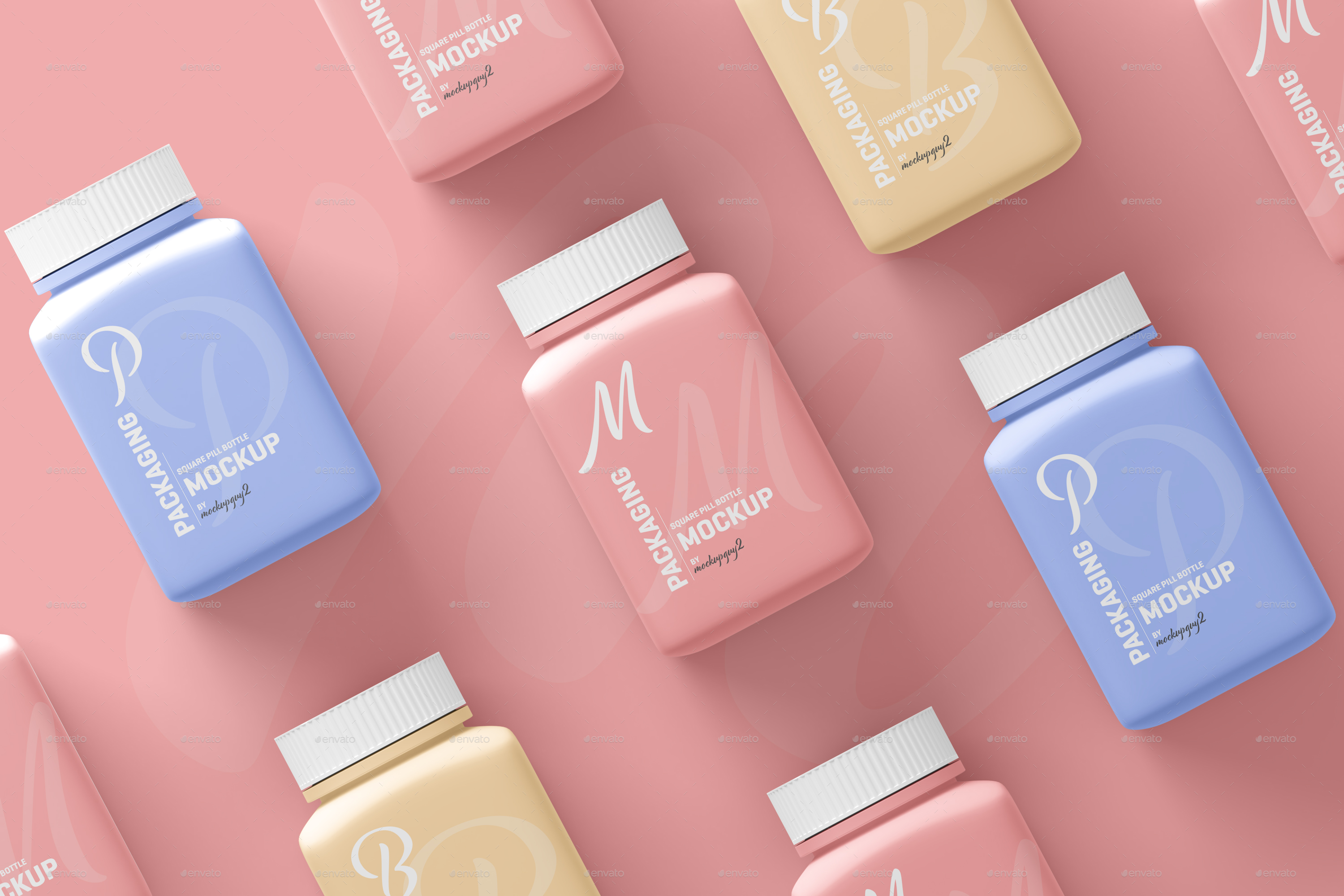 Square Pill Bottle Mockup, Graphics | GraphicRiver