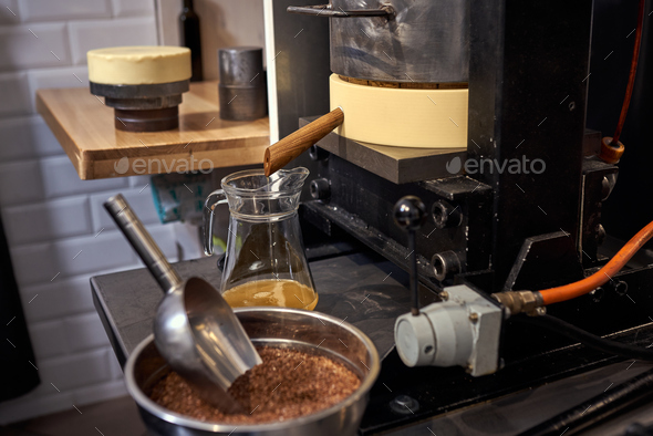 Local small seed oil production. Fresh extra virgin linseed oil ...