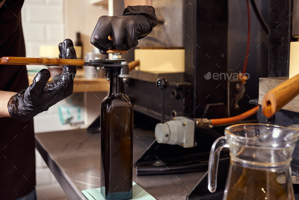 Local small seed oil production. Fresh extra virgin linseed oil ...