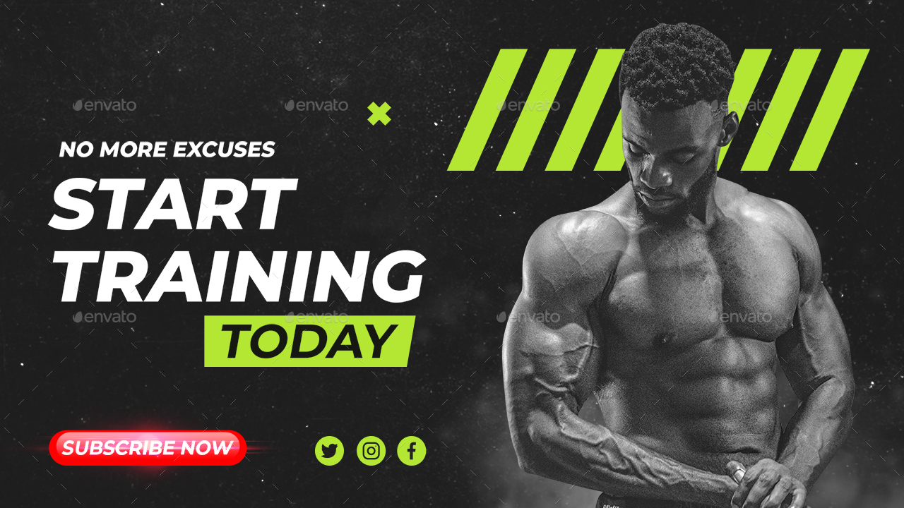 Fitness-Gym Youtube Thumbnail Templates, Web Elements | GraphicRiver