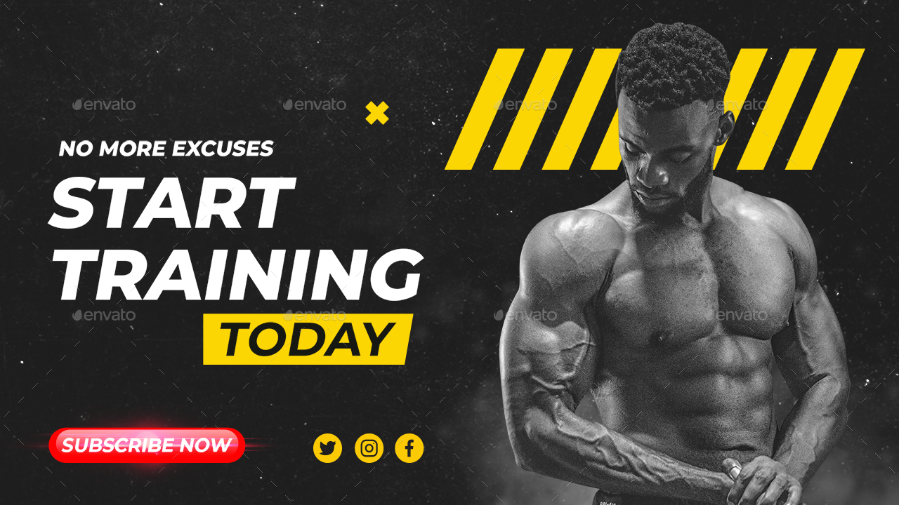 Fitness-Gym Youtube Thumbnail Templates, Web Elements | GraphicRiver
