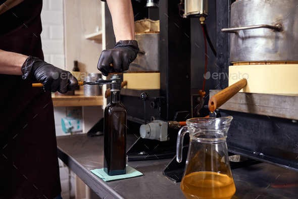 Local small seed oil production. Fresh extra virgin linseed oil ...
