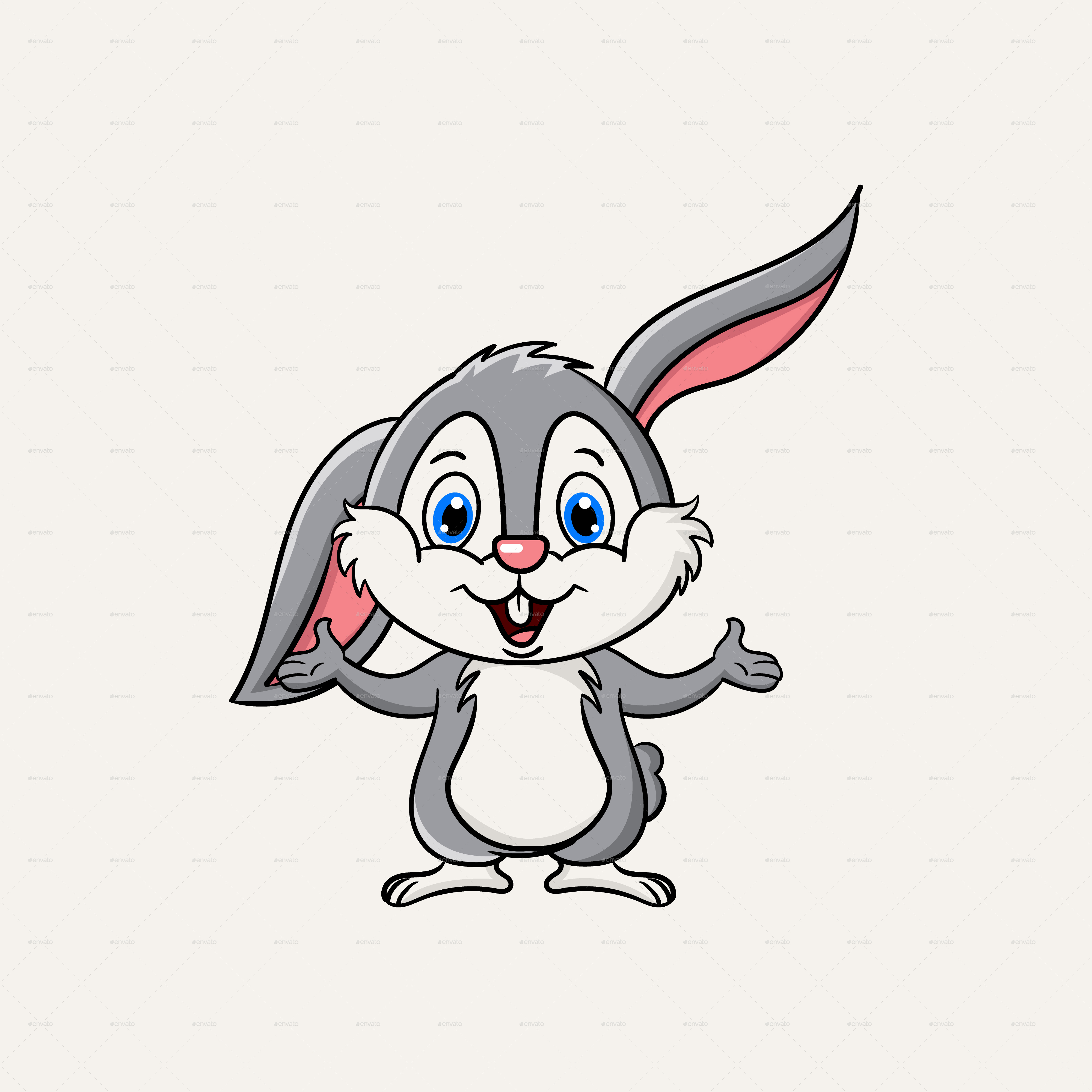 Cute Rabbit Mascot Character, Vectors | GraphicRiver