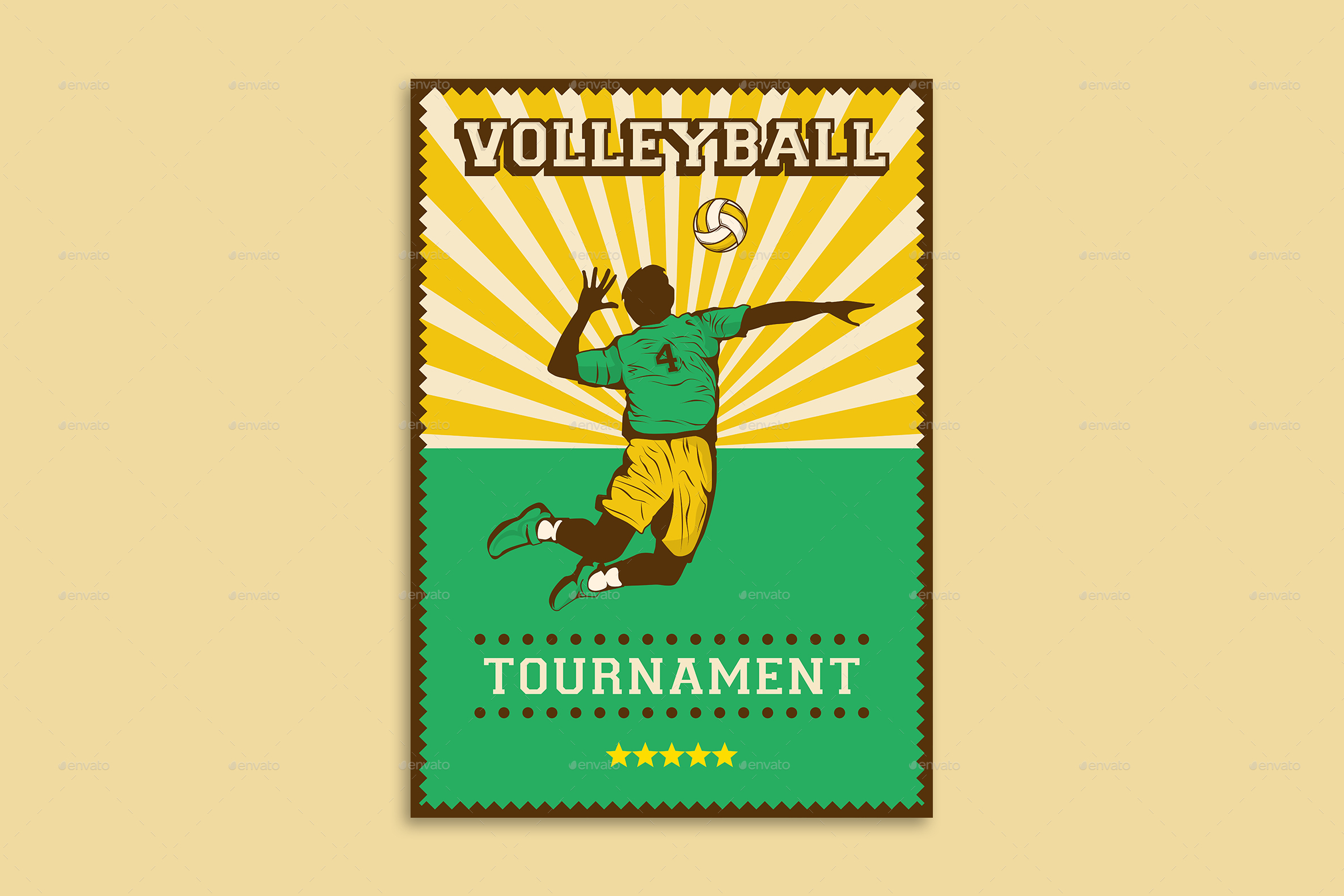 Retro Vintage Volleyball Poster, Vectors | GraphicRiver