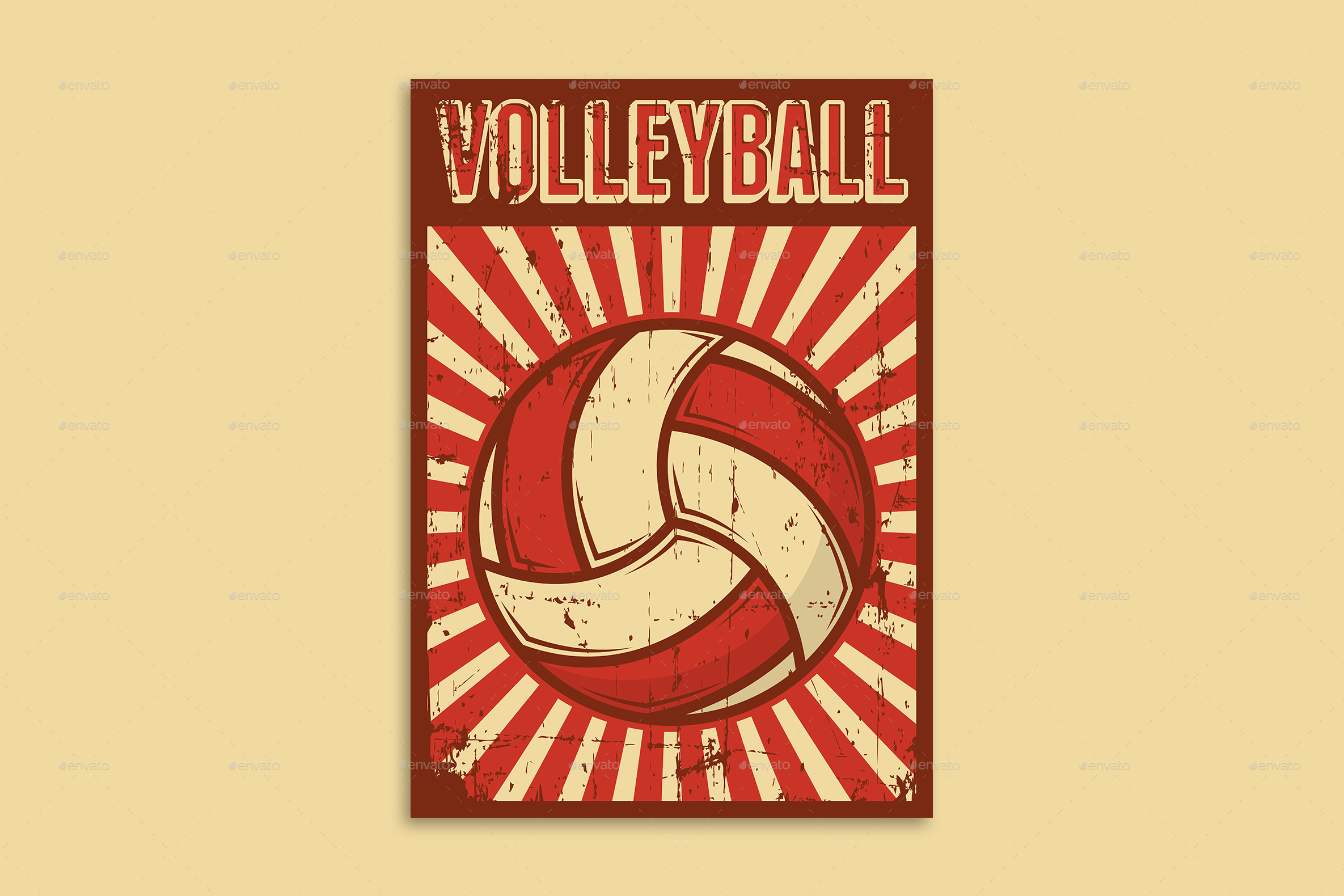 Retro Vintage Volleyball Poster, Vectors | GraphicRiver