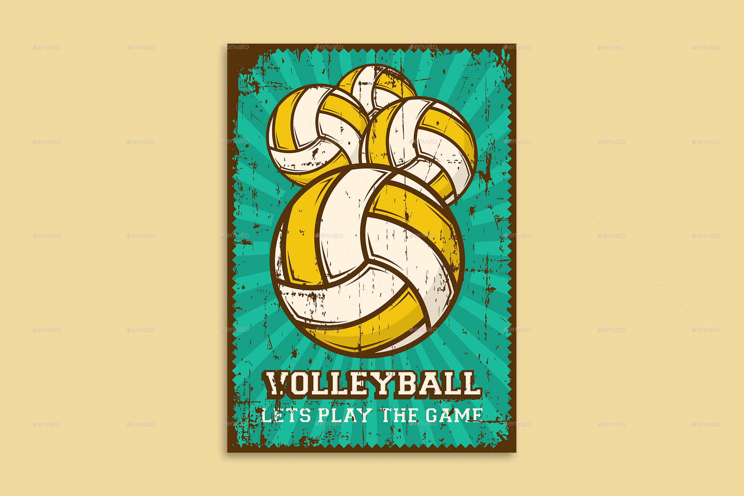Retro Vintage Volleyball Poster, Vectors | GraphicRiver