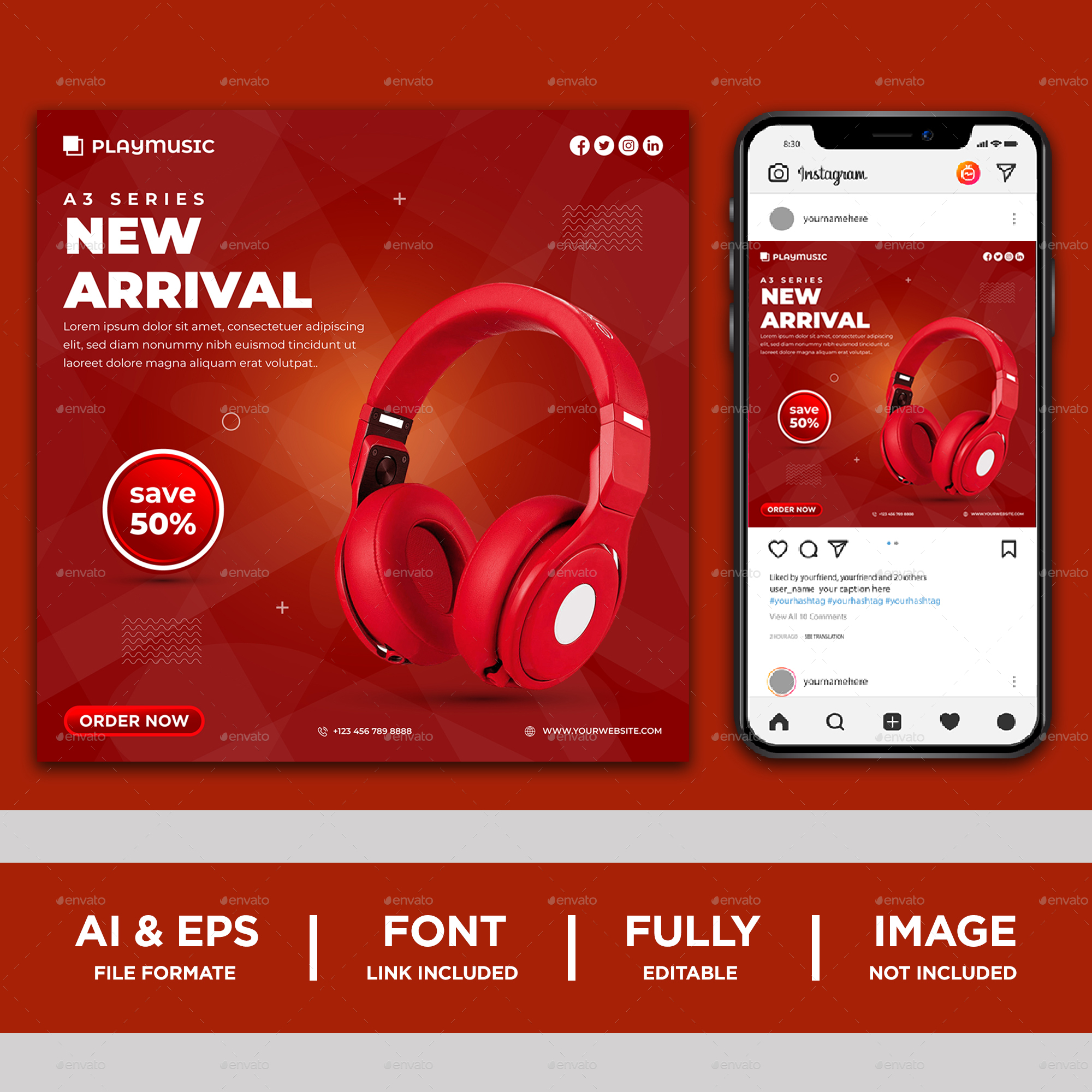 Ecommerce Product Social Media Post Promotional Design Template, Web ...