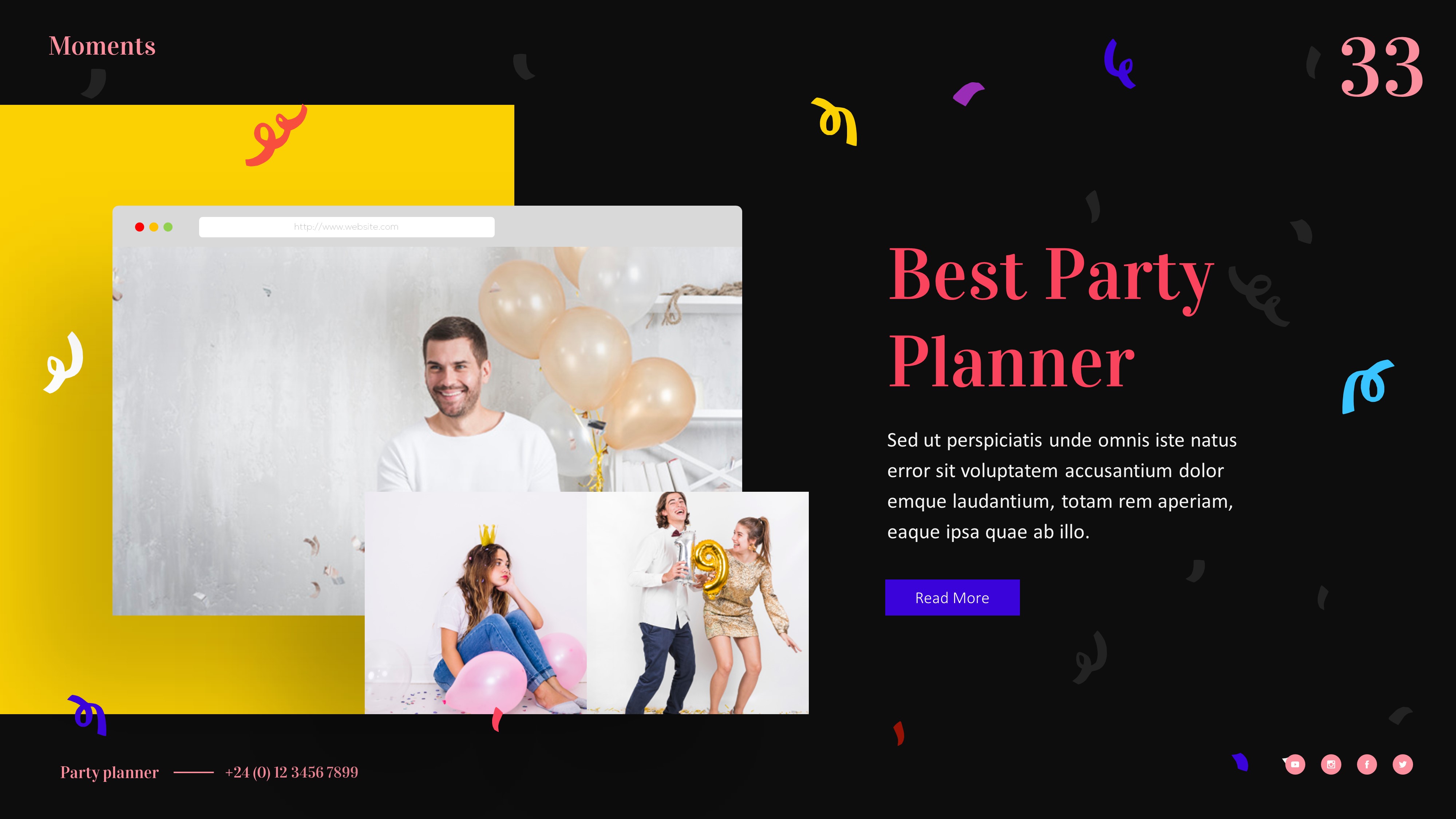 Moments Creative Party Planner Powerpoint Template, Presentation Templates