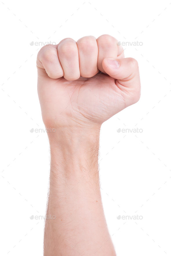 Fist. Close-up of male fist isolated on white Stock Photo by gstockstudio