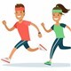 Flat Style Athlete Running Runner Characters Vector Illustration., Vectors